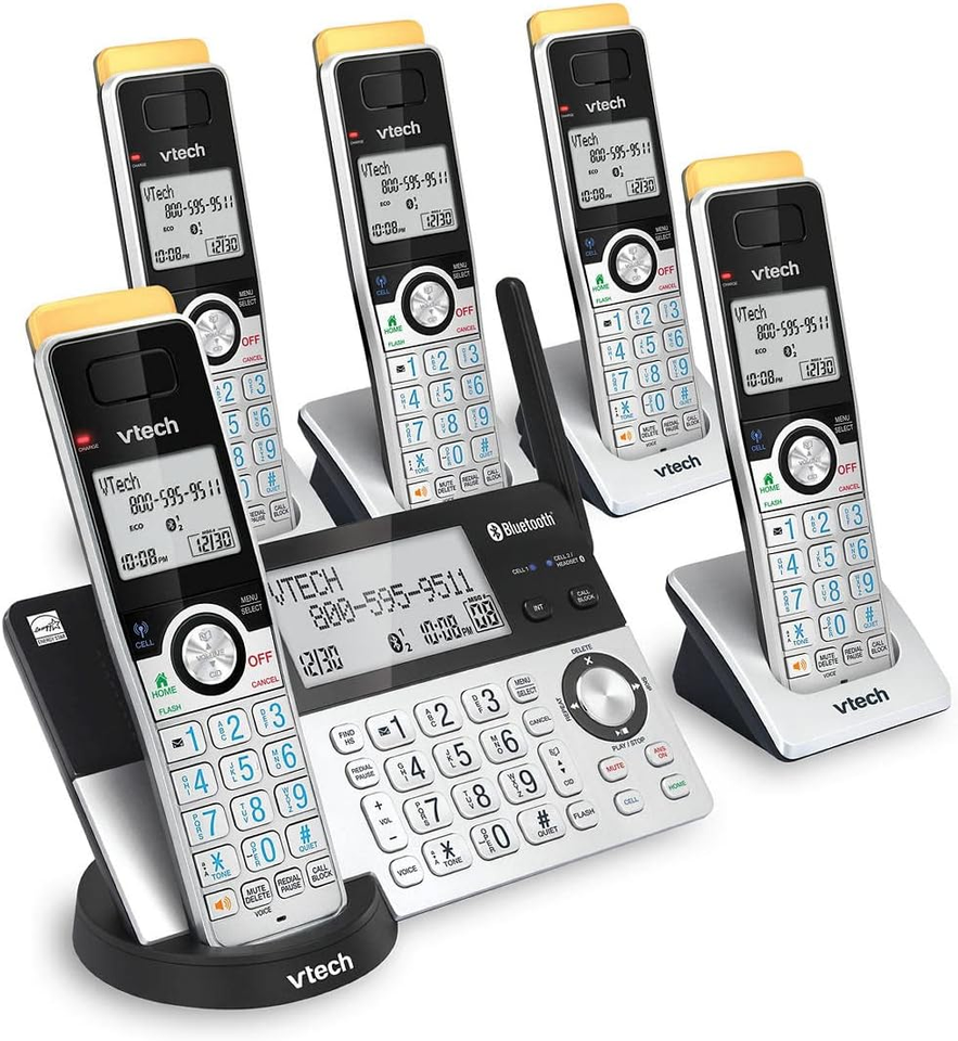 Vtech Super Long Range 5 Handset DECT 6.0 Cordless Phone for Home with ...