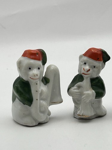 6 Red Fez Monkey Figurine Music Band Set Guitar Sax Drum Retro Occupied ...