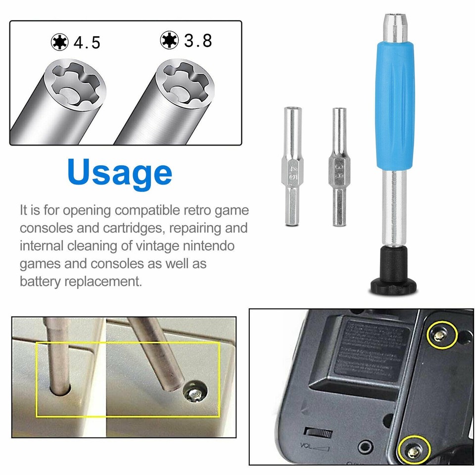 3.8mm + 4.5mm Screwdriver Bit For NES SNES N64 GameBoy Nintendo ...