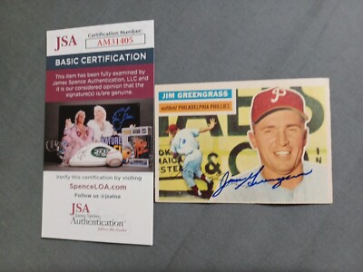 JIM GREENGRASS 1956 Topps # 275 autographed signed PHILLIES 56 JSA ...