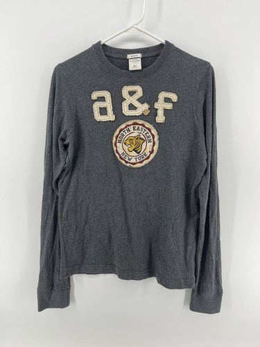 Abercrombie Kids Muscle Shirt Boys Size XL Gray Long Sleeve Embroider ...