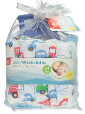 Playtex Baby Boys' 24-Pack Washcloth Set With Toy - blue/multi, one ...