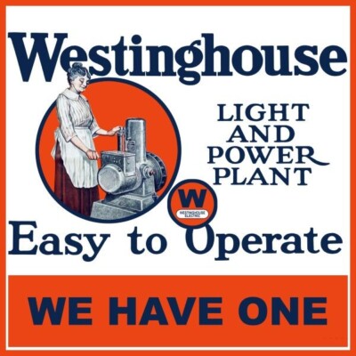 Westinghouse Light & Power Plant NEW Sign: 28" Dia. Square XL Size- USA ...