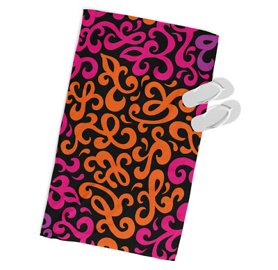 Funky Modern Pattern MICROFIBRE BEACH TOWEL Designer Orange | eBay UK