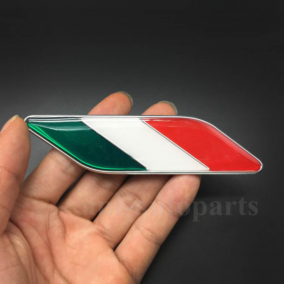 Pair Italy Flag Auto Car Fender Side Emblems Skirts Badge Decal Sticker ...
