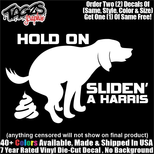 Hold On Sliden' A Biden, Harris Funny DieCut Vinyl Window Decal Sticker ...