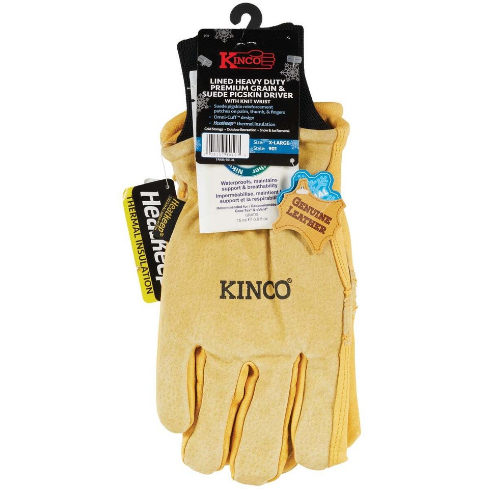 Kinco Men's XL Premium Pigskin Thermal Insulated Winter Work Glove 901 ...