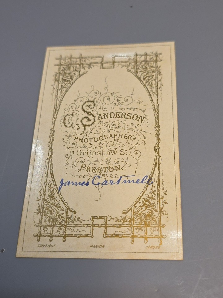 Antique Cabinet Card Man Beard Cartmell 2.5" x 4.25" Sanderson Preston ...