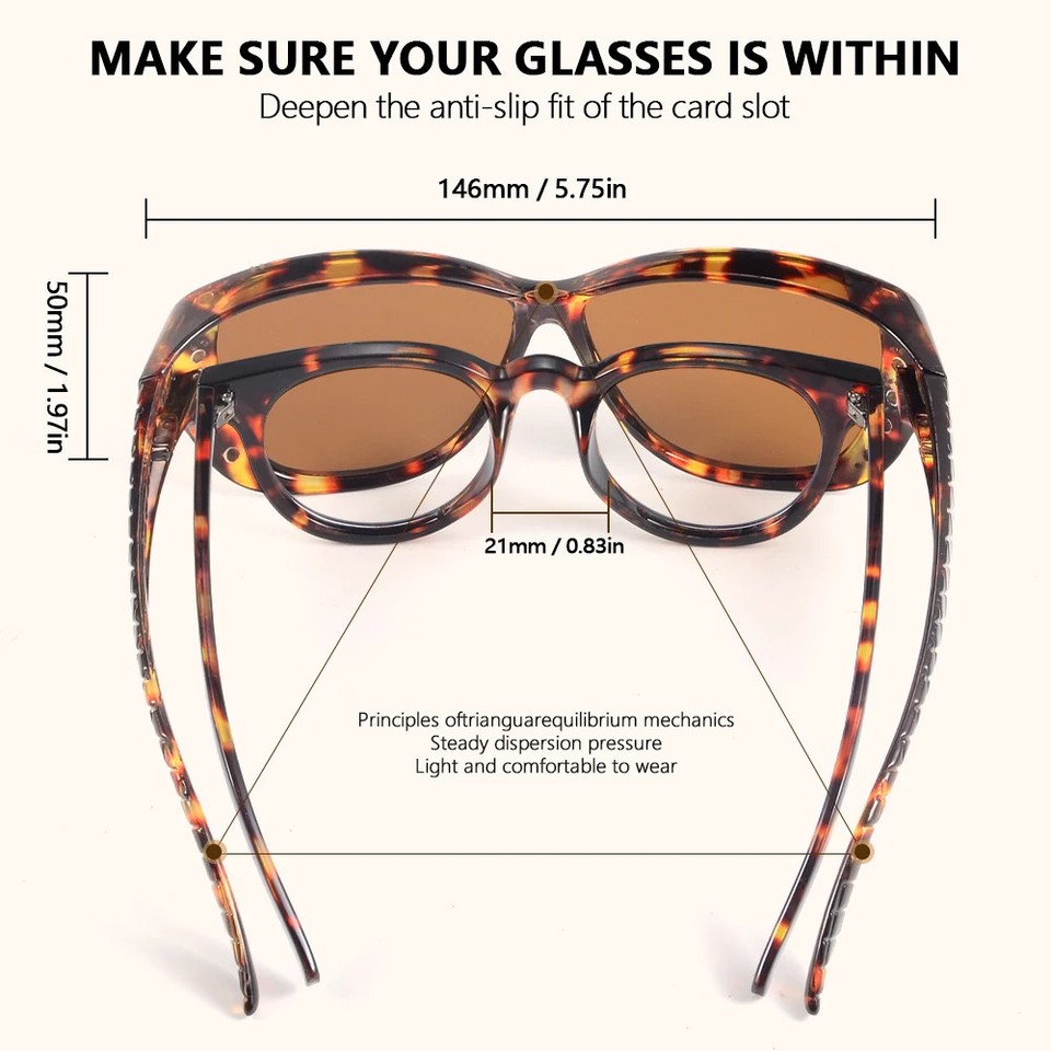 CRIXALIS 2 PCS Fashion Women Sunglasses Wear Over Prescription ...