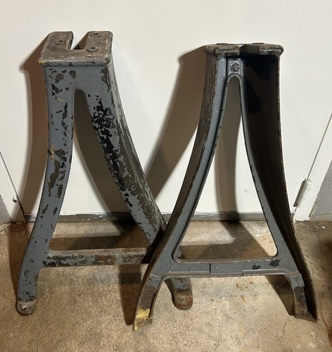 Vintage Cast Iron Steel Lathe Table Legs Stand Industrial Steam Punk | eBay