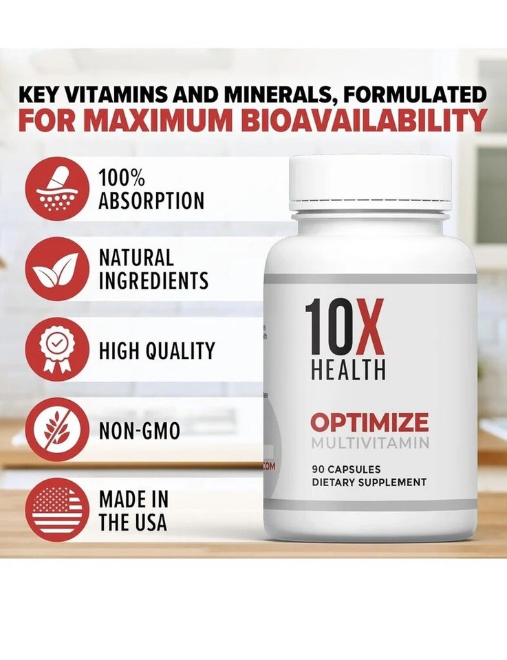 10X Health Optimize Methylated Multivitamin 90 Capsules free shipping ...