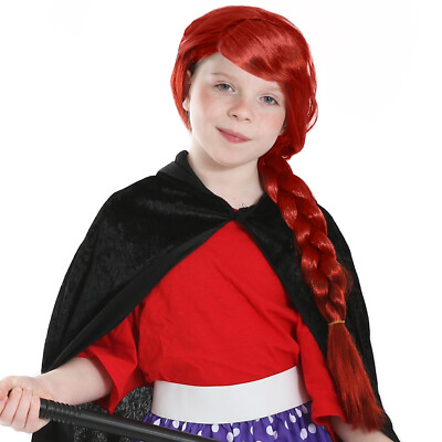 GIRLS GINGER PLAIT WIG WITCH BOOK CHARACTER FANCY DRESS COSTUME RED ...
