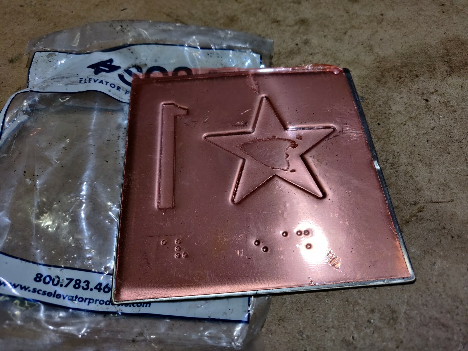 SCS Elevator ADA Braille Plate "*1" Stainless Steel Black 4" " 800.733. ...