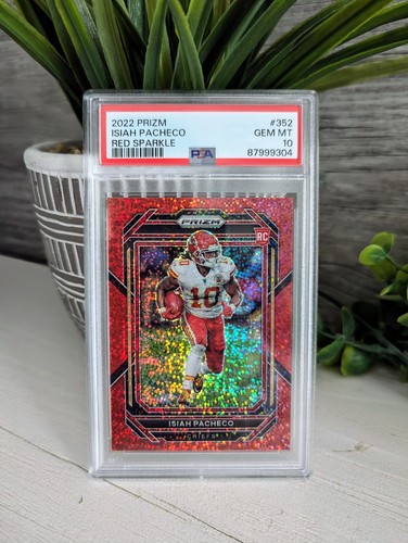 Isiah Pacheco RED SPARKLE PRIZMS PSA 10 ROOKIE CARD | eBay