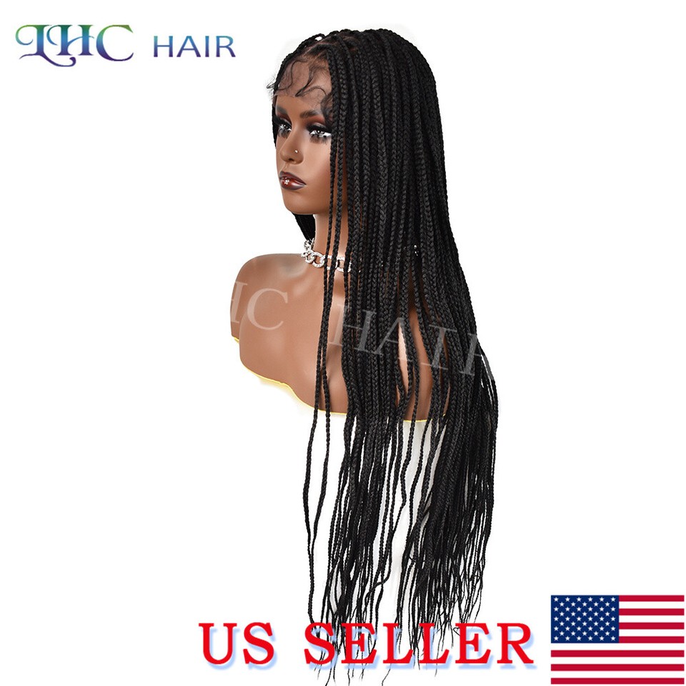 Swiss Lace Front Afro Box Braided Wig For Black Women Synthetic ...