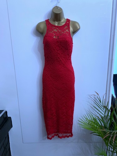 PRIMARK LADIES RED LACE DRESS SIZE 8 BODYCON PARTY WEDDING NEW WOMENS ...