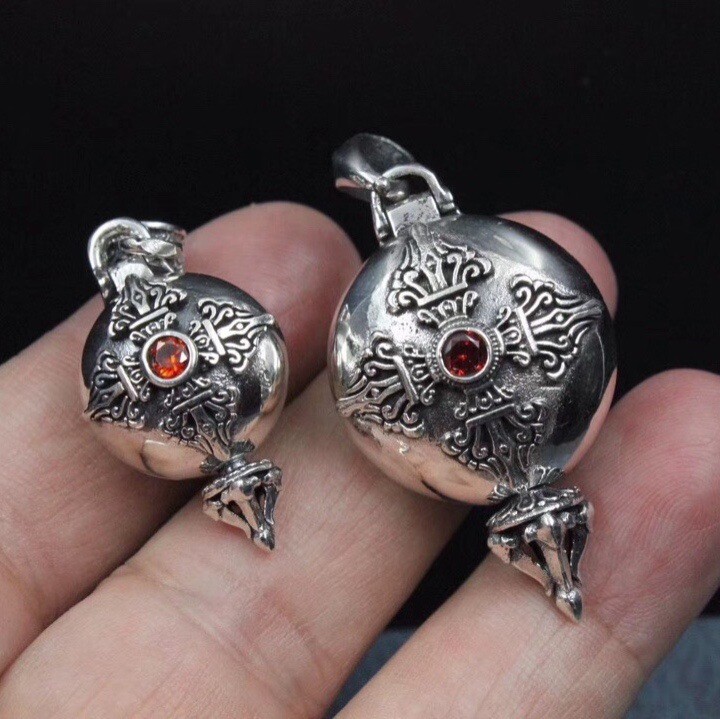 A21 Pendant Buddhist To Open Vajra 6-Wort-Mantra Silver 925 | eBay
