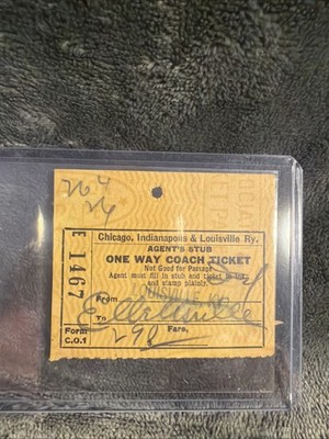 Vintage Chicago Indianapolis Louisville Railway Ticket Union Station 7 ...