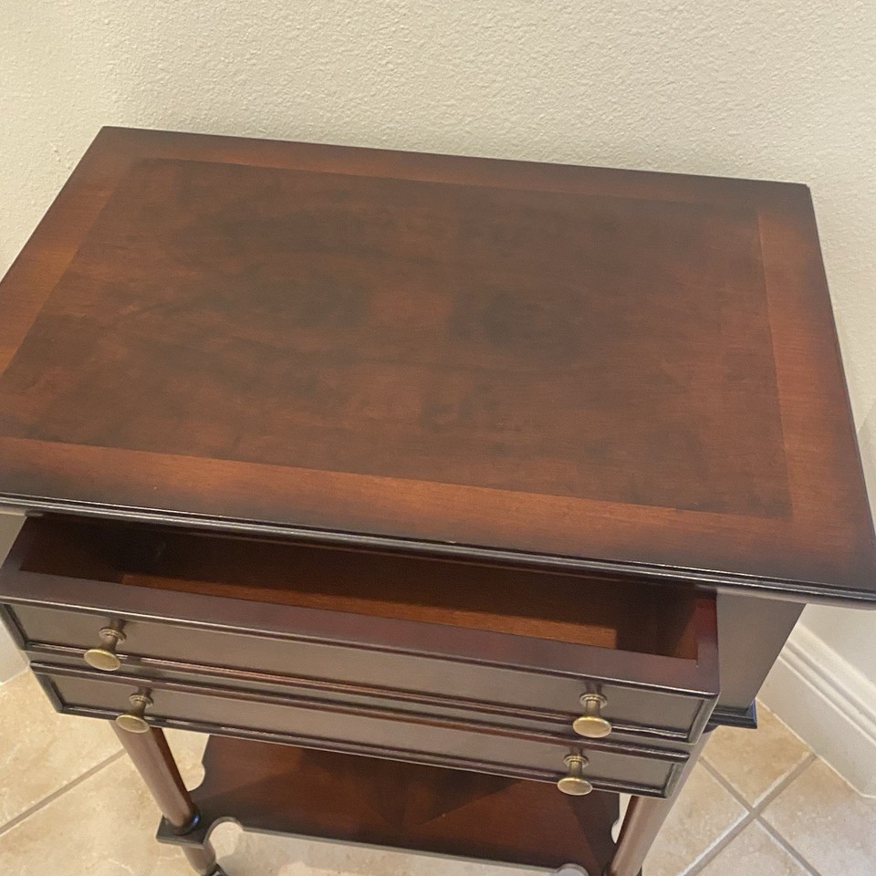 Vintage Bombay Co. One Drawer Cherry Side Table with Brass Wheels and ...