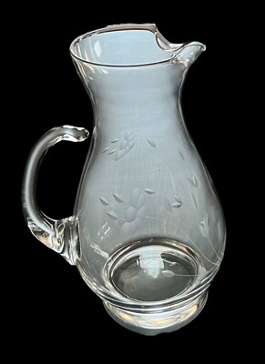 Vintage Princess House Heritage Crystal Pitcher Hand Blown Etched 72oz ...