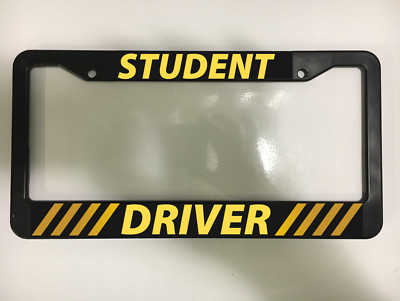 STUDENT DRIVER EDUCATION TEST DRIVING CAUTION Black License Plate Frame ...