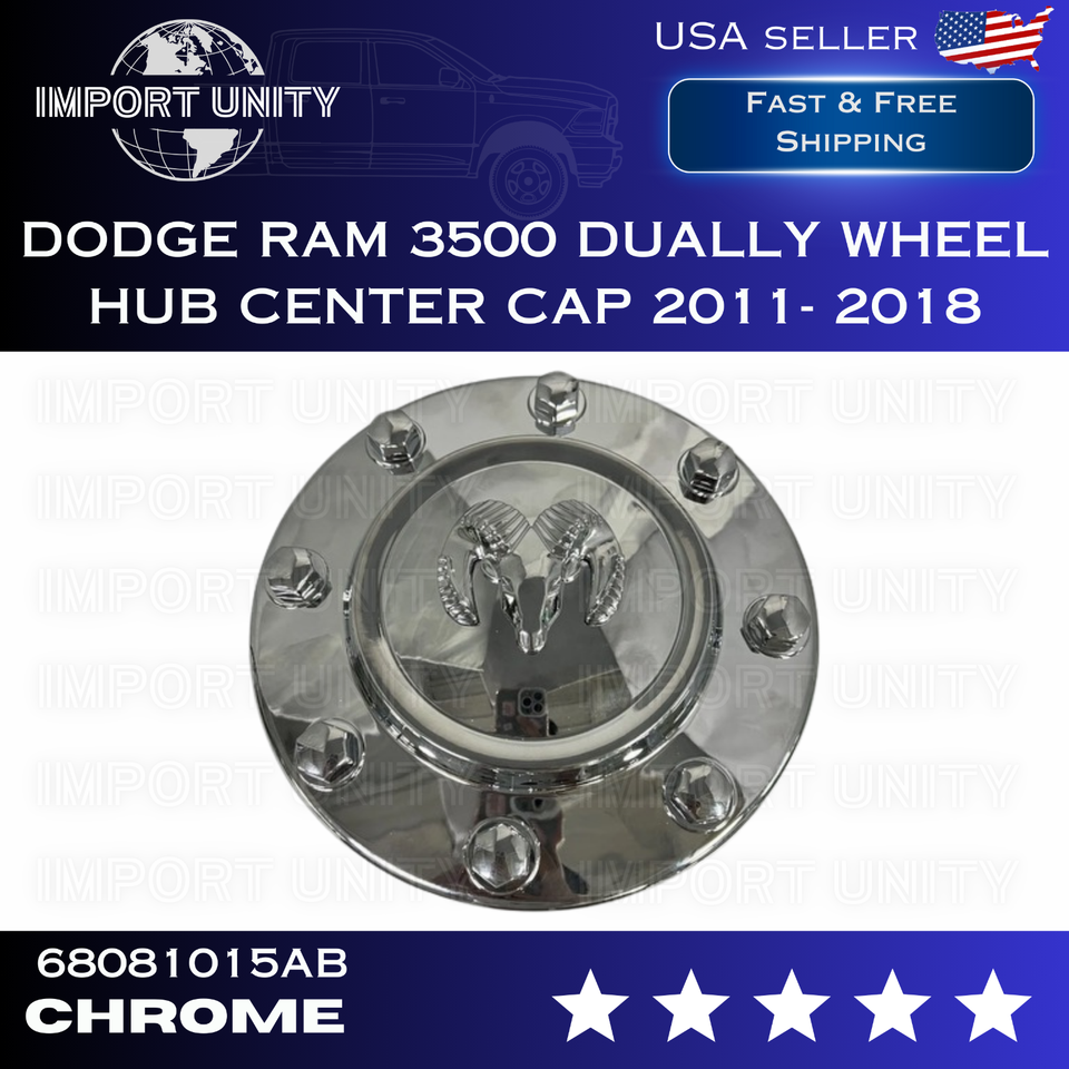 1X CHROME FRONT CENTER HUB CAP 68081010AB Fits For 2011-18 Dodge Ram ...