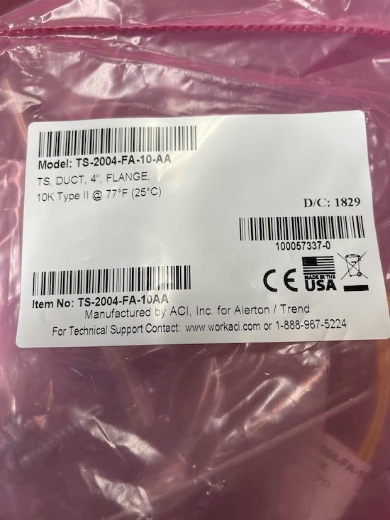 ALERTON TS-2004-FA-10-AA DUCT TEMPERATURE SENSOR 4" FLANGE 10K TYPE II ...