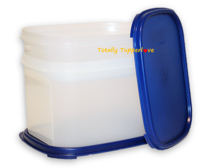 2 Tupperware #1 #2 Mini Rectangles Modular Mates Set 3.5 & 8 Cups Blue ...