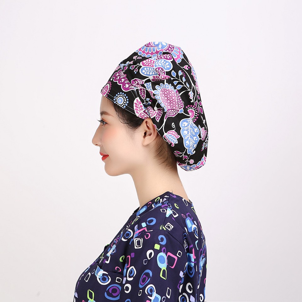 Floral Colors Men WomenScrub Cap Bouffant Breathable Hat fancy Workwear ...