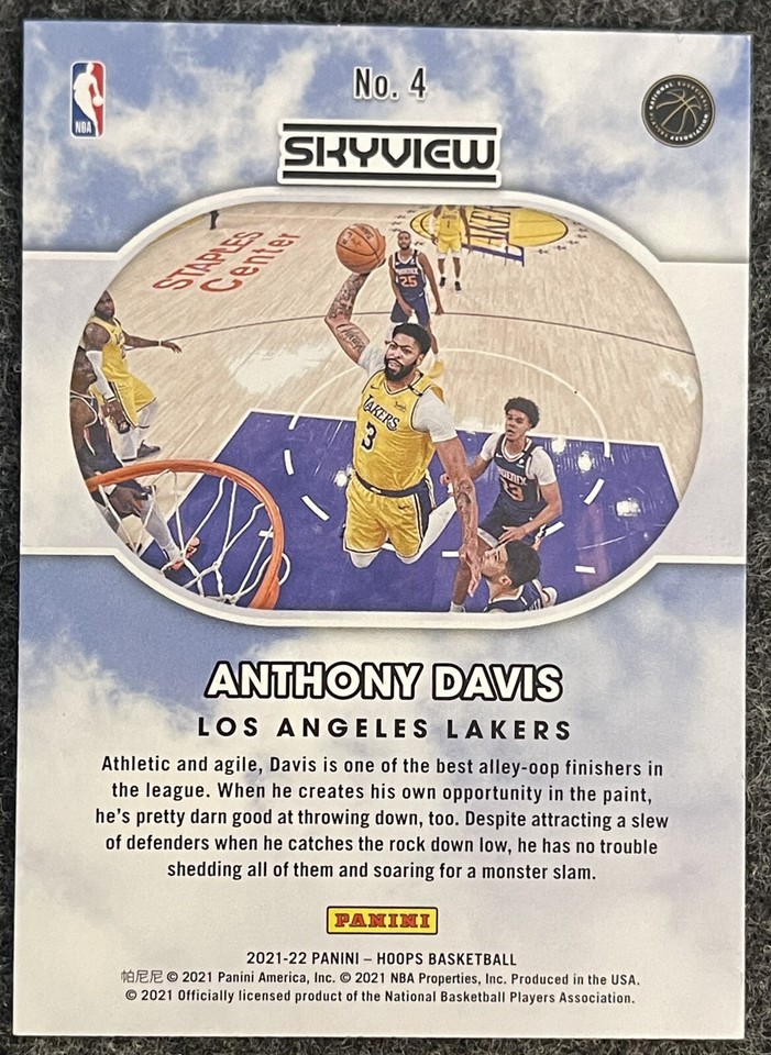 2021-22 Panini NBA Hoops Anthony Davis Card #4 Skyview Insert LA Lakers ...