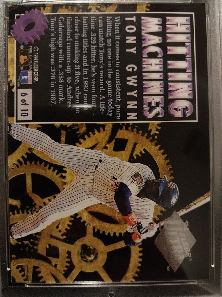 1994 Fleer Ultra Hitting Machines - Tony Gwynn #6 - Graded Mint 10 | eBay