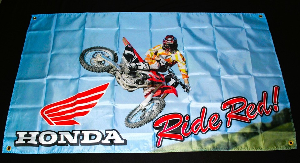 Honda Ride Red CR CRF Motocross Racing Dirt Bike FLAG 3'x5' Shop Garage ...