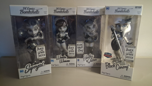 Cryptozoic DC Bombshells Figure Bundle Exclusive Black and White Sketch ...