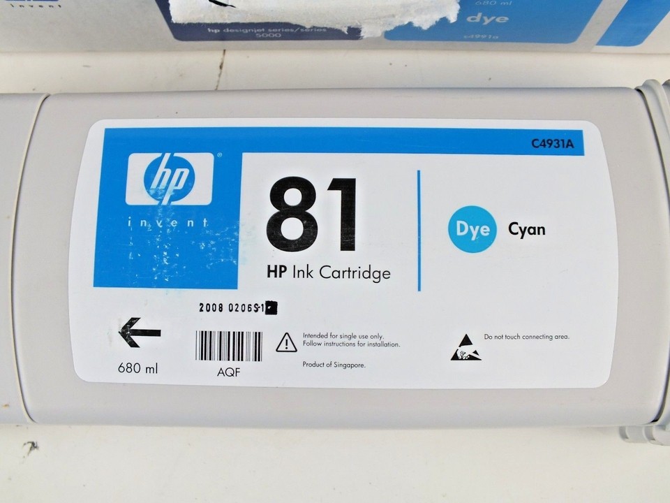 Genuine New HP 81 (C4991A) Cyan Ink Sealed Cartridge - OEM | eBay