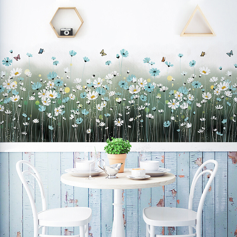 Cartoon Botanical Floral Wall Sticker Home Living Room Decor Vinyl Wall ...