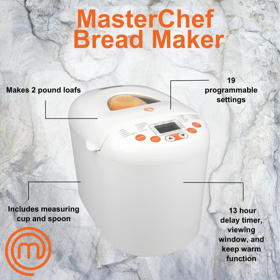 MasterChef Bread Maker- 2-pound Programmable Machine W 19 Settings and ...