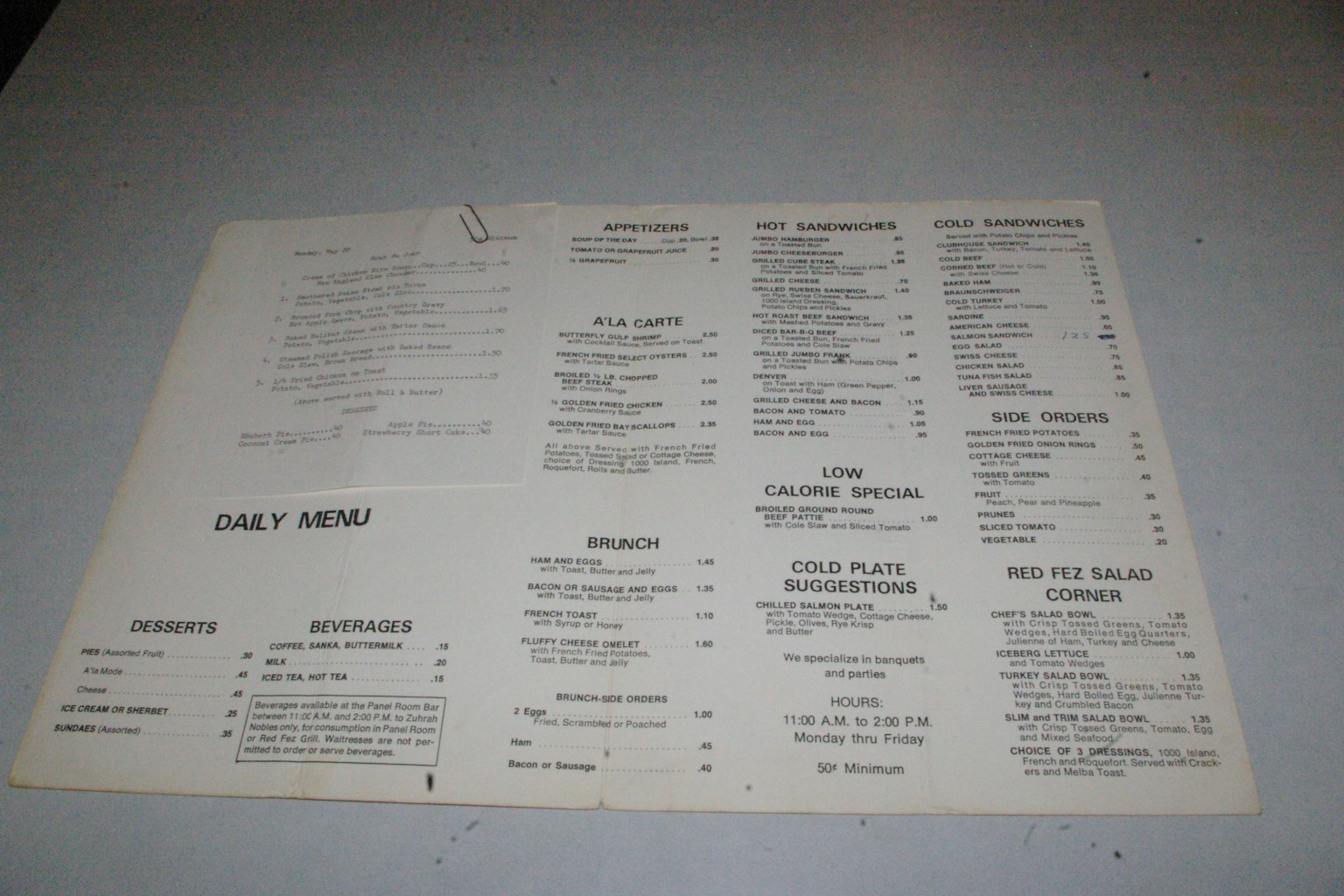 Vintage Restaurant Menu Red Fez Grill Zuhrah FUN! | eBay