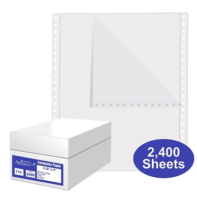 Alliance Continuous Paper 9-1/2" x 11" Blank Clean Edge 1 Pt 20lb 2400 ...
