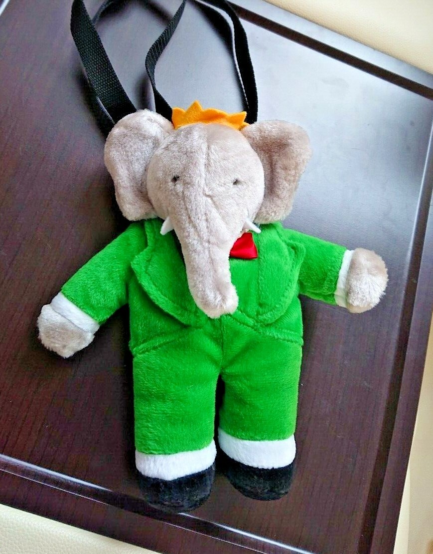 Elephant Babar plush shoulder Pouch rare takara 1995 green with tag | eBay