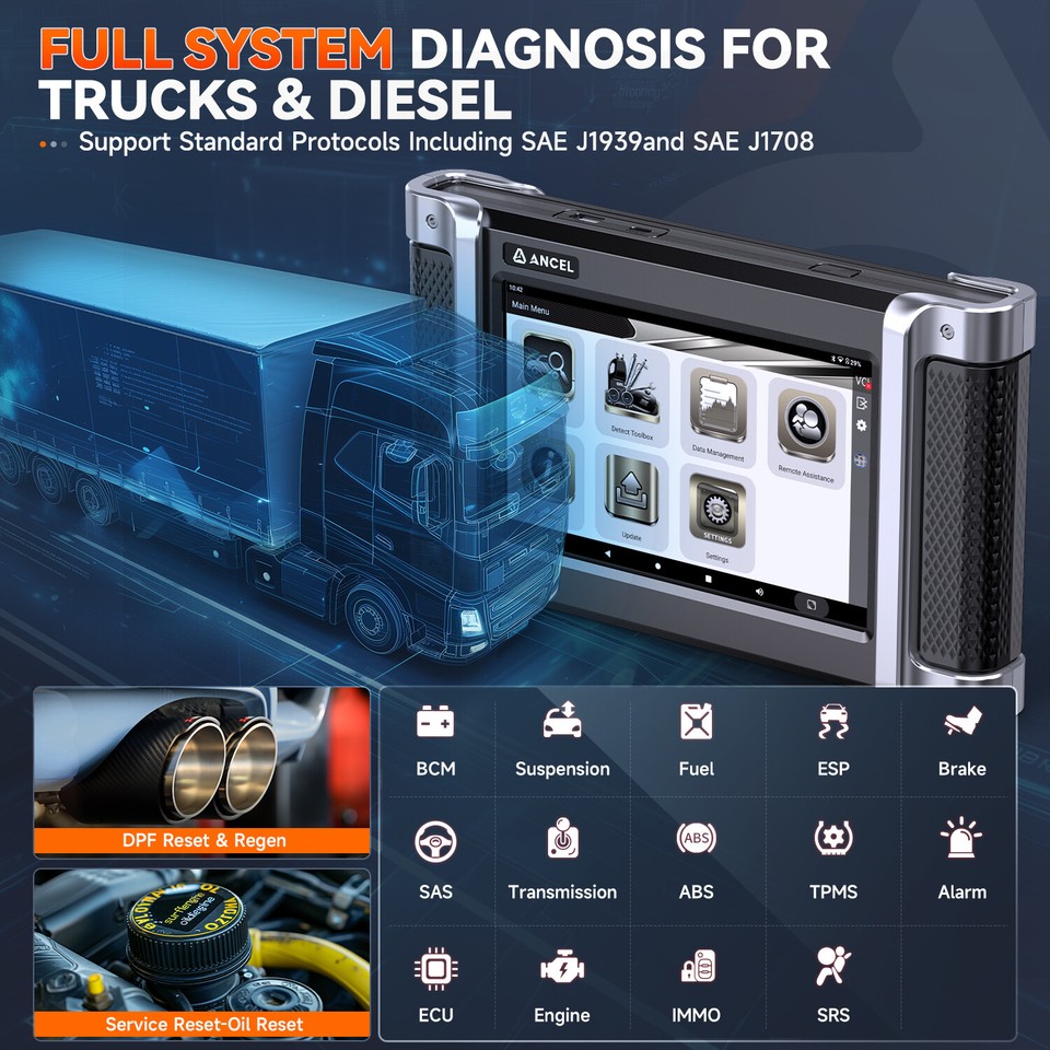 HD8000 Heavy Duty Truck Scanner All System Commercial OBD Diagnostic ...