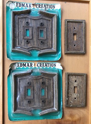 1 Vintage Edmar Creation Double Light Switch Cover Plate & 1 Single ...