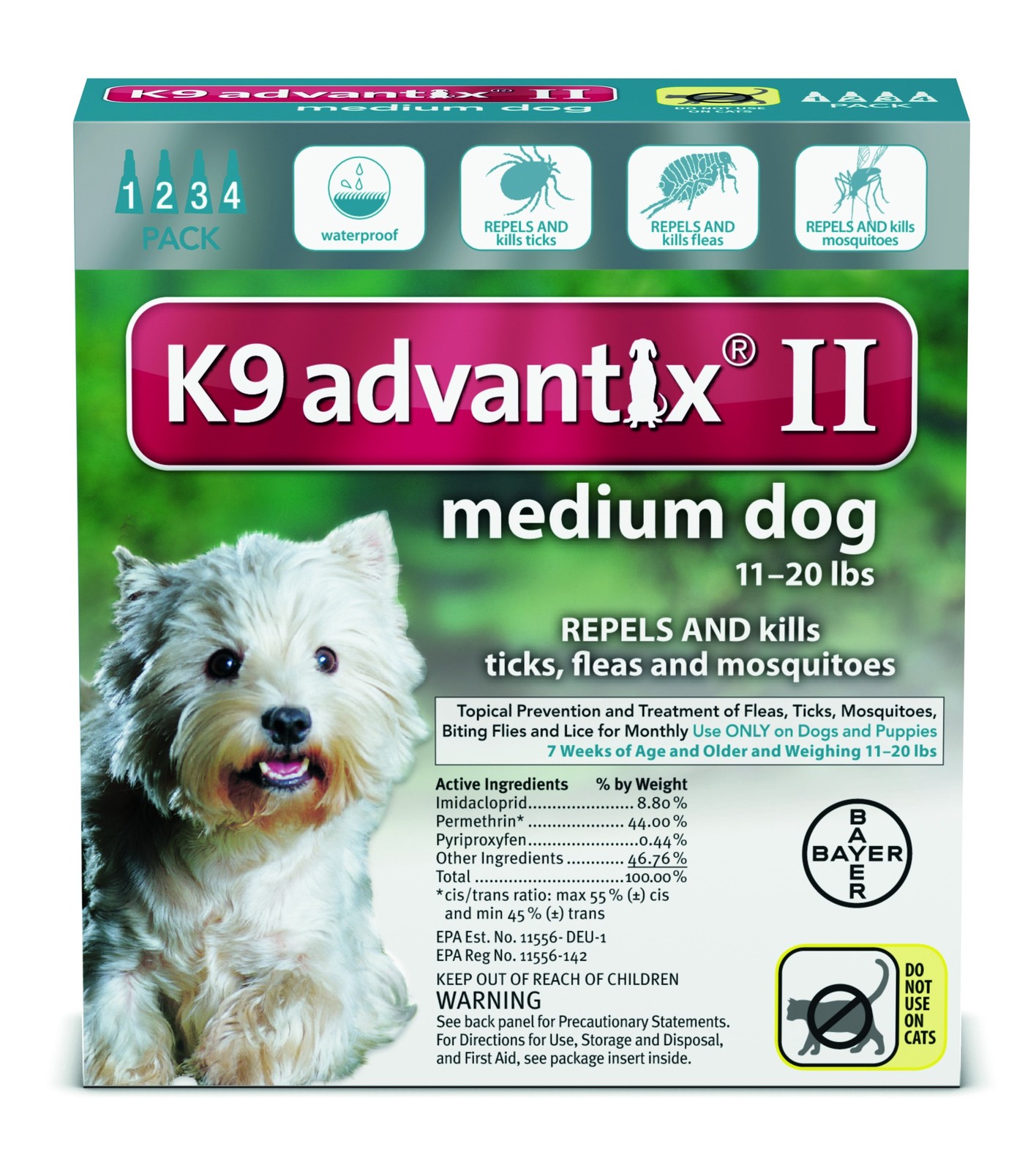 K9 Advantix II Medium Dog Kills and Repels Fleas, Ticks and Mosquitoes ...