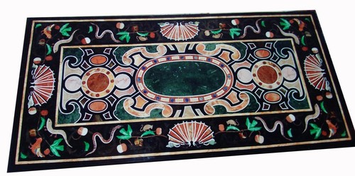 122cm x 61cm Marmo Nero Table Top Pietre Semi Preziose Intarsiato ...
