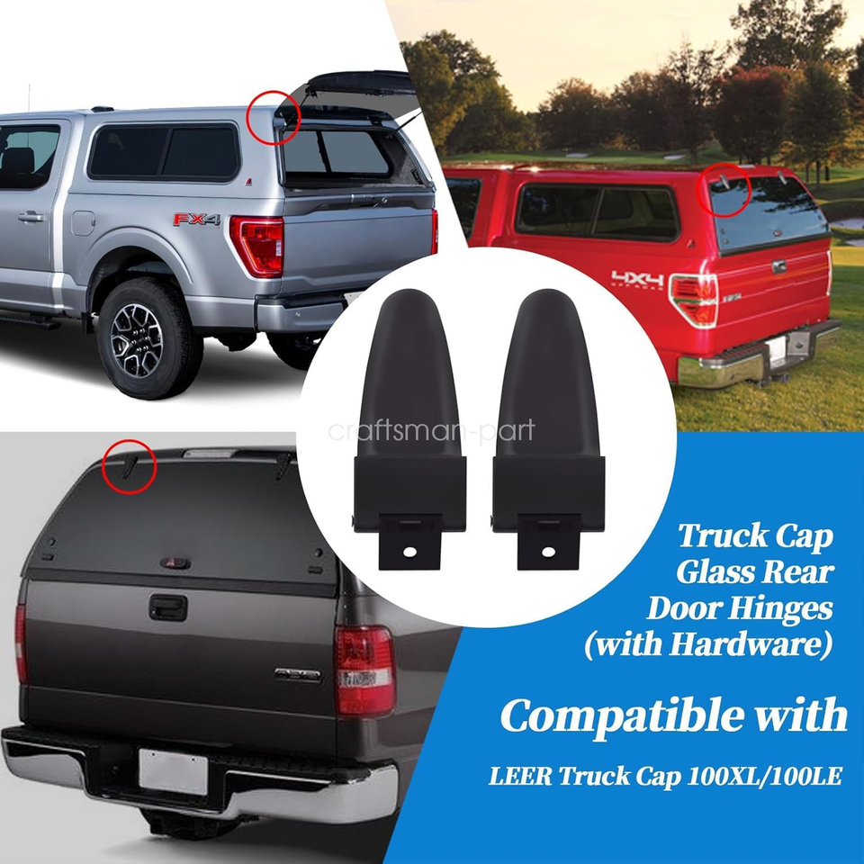 2 All Glass Rear Door Hinges With Hardware For LEER Truck Cap 103528 ...