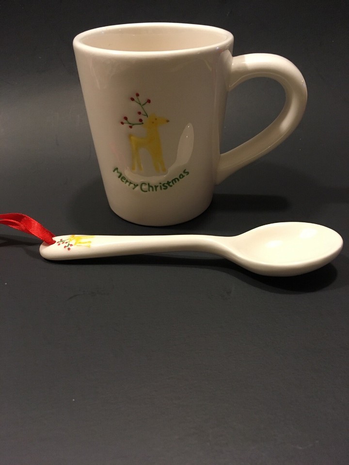 Merry Christmas REINDEER Coffee Mug & Spoon BIA 2008 San Francisco ...