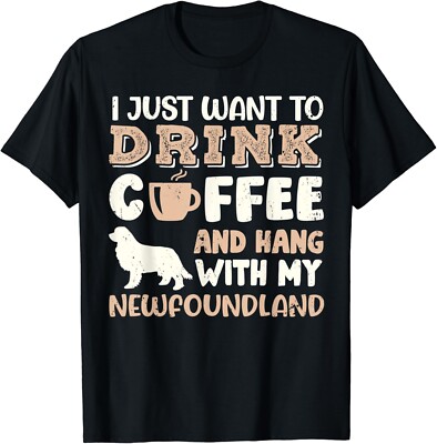 Funny Newfoundland Drink Coffee Hand With Dog Mom Gift Unisex T-Shirt ...