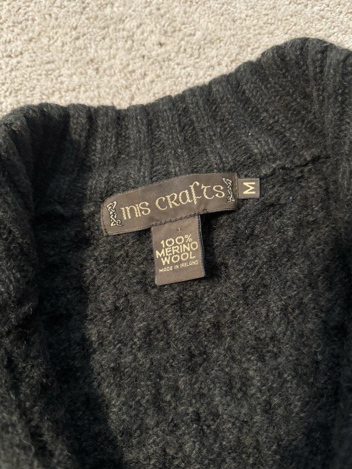 Inis Crafts. Made In Ireland. 100% Merino Wool. Size Medium. | eBay