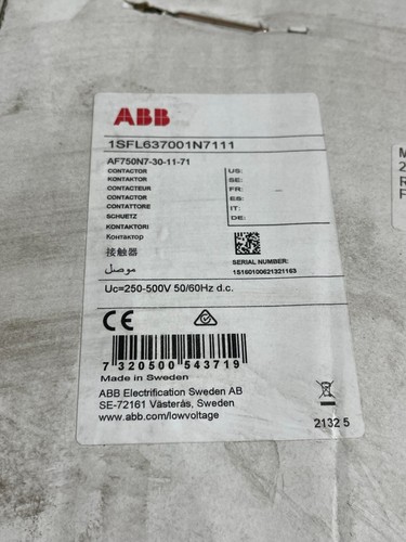 NEW ABB CONTACTOR 3 POLE 750 AMP AF750N7-30-11-71 NEMA SIZE 7 250V-500V ...