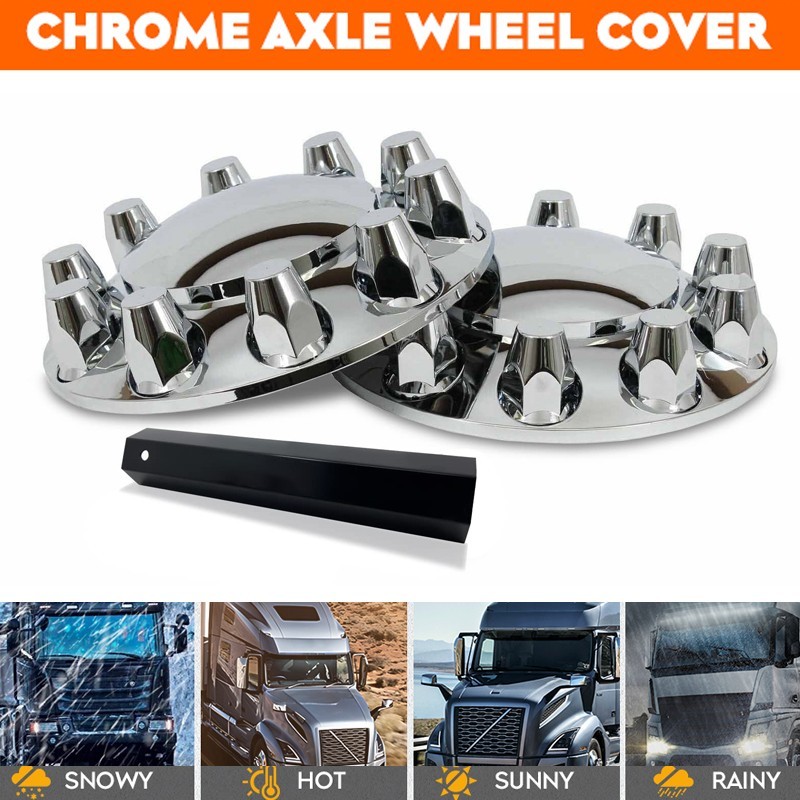 Front Axle Wheel Cover Set - 33mm ABS Chrome Thread-On Dome Combo Kit 2 ...
