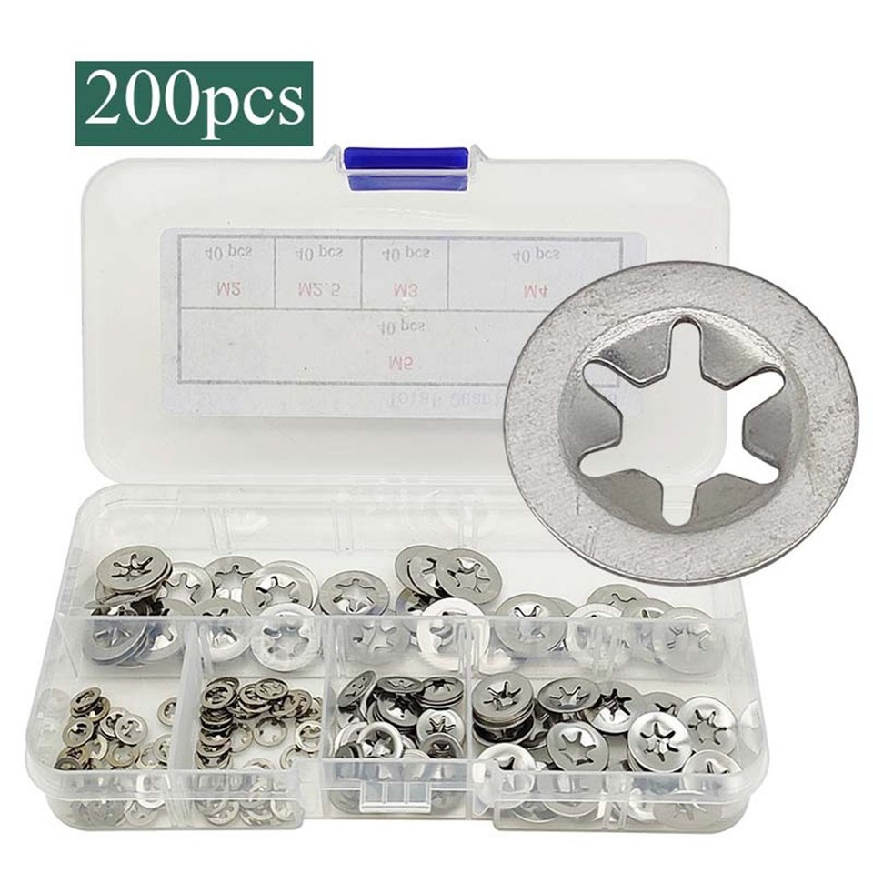Adaptable Internal Tooth Star Lock Washers Set of 5 Sizes Totaling 200 ...